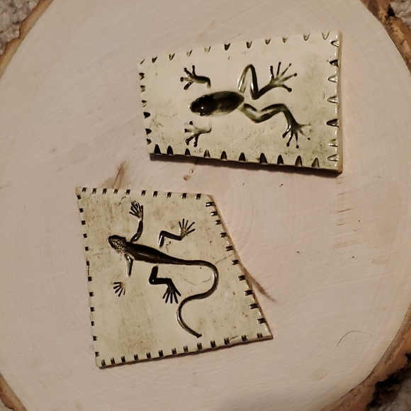 Unknown | Accents | Lovely Ceramic Lizard Frog Design Tiles Marked Ar ...